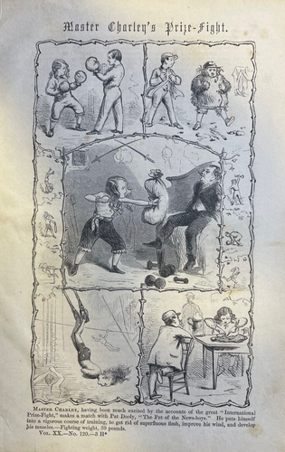 1860 Vintage Magazine Illustration of Children Boxing | eBay