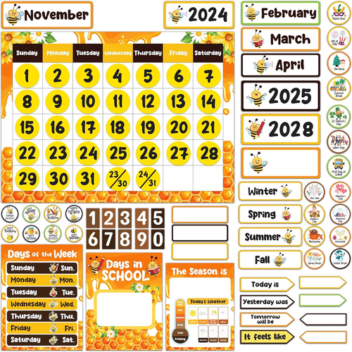 157 Pcs Cutouts Honey Bee Classroom Decor Calendar Bulletin Boar Set ...