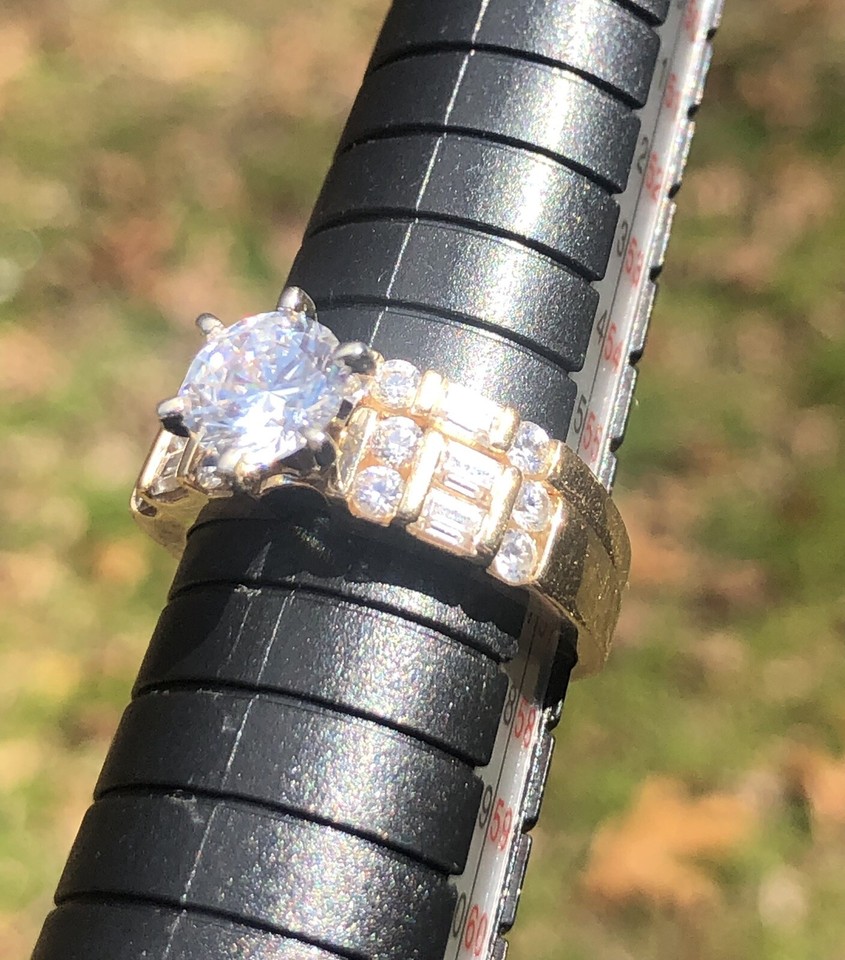 Diamonique Engagement Ring 14k Gold QVC Engagement Ring Only | eBay