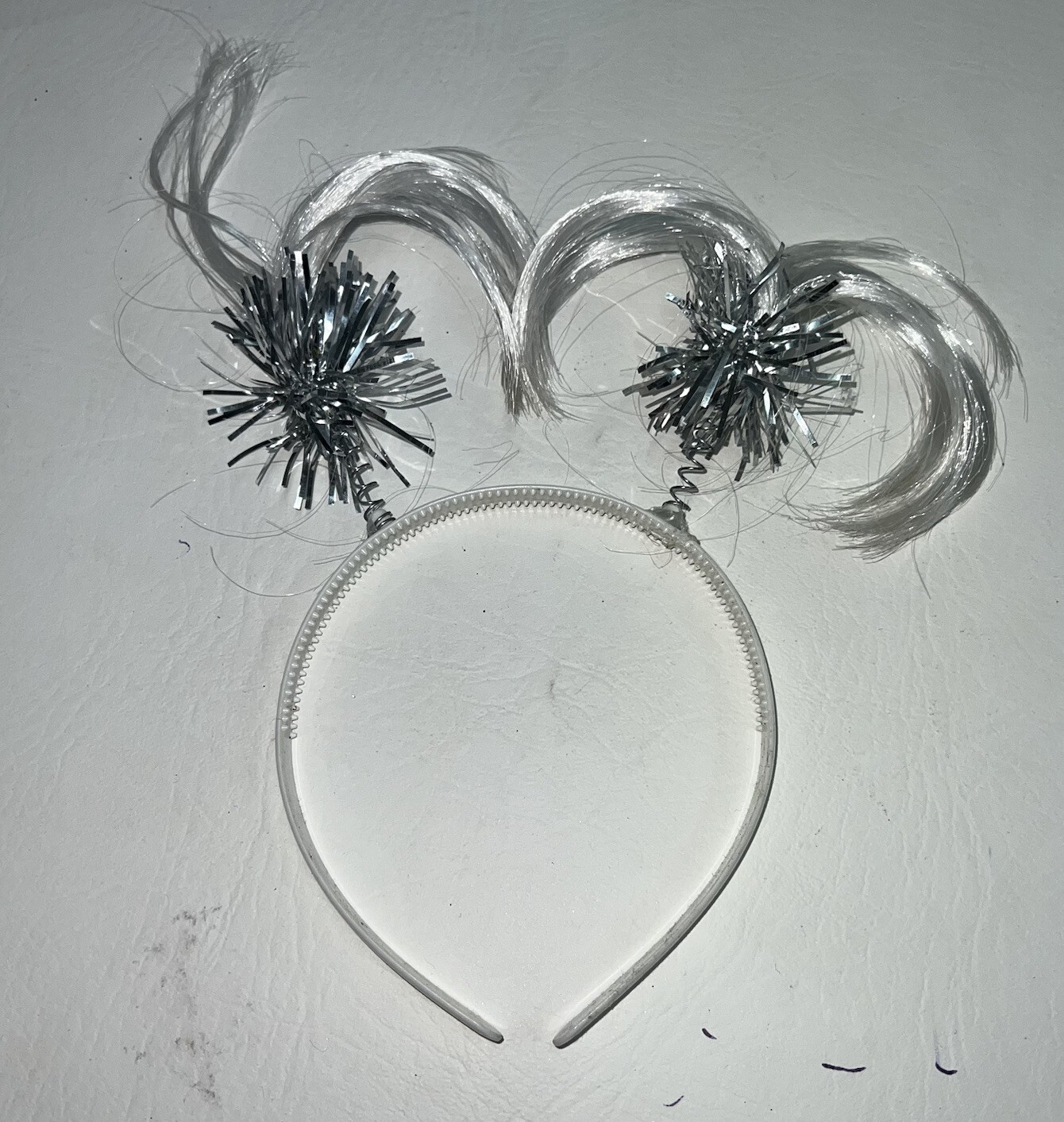 Ponytail Headband Bopper Costume Accessory White Silver Womens Girls ...