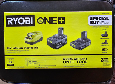 NEW! Ryobi ONE+ 18V Batteries (4AH 2AH) and Charger Kit - PSK106SB ...