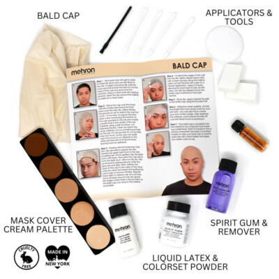 Bald Cap Complete Student Mehron Makeup Kit Set Professional ~ Easy ...
