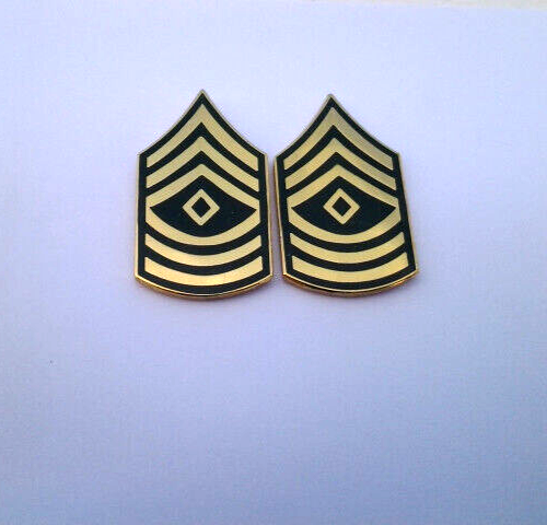 1 PAIR (2) ARMY RANK E8 1ST SGT (1-1/4" DARK GREEN) Military Rank Pins ...