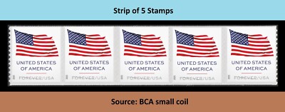 US Flag F coil strip 5 (from BCA small coil) MNH 2025 after June 15 | eBay