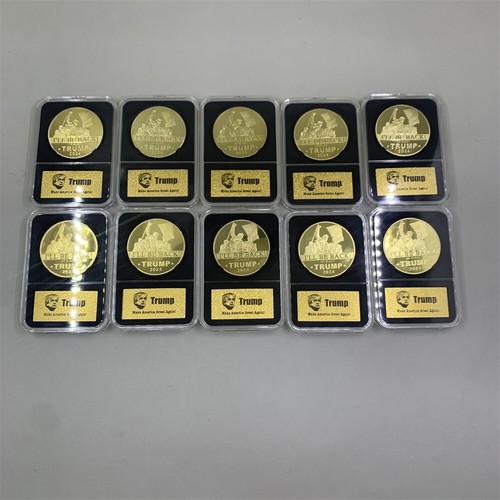 10pc 2024 Donald Trump Commemorativ Coin Never Surrender Shooting Gold ...