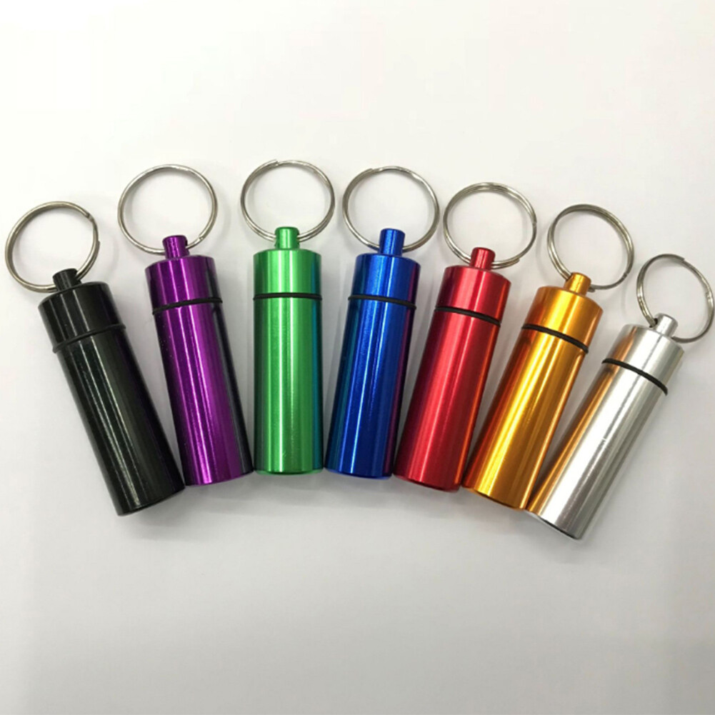 Mini Waterproof Pill Box Key Rings Storage Sealed Medicine Bottle Key ...