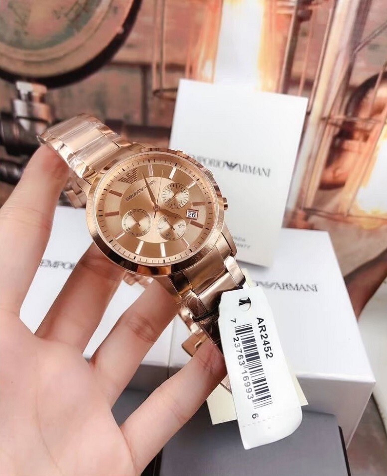NEW GENUINE EMPORIO ARMANI STAINLESS STEEL MEN'S WATCH AR2452 ROSE GOLD ...