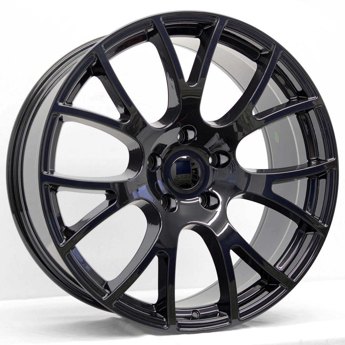 22" Gloss Black Hellcat Replica Wheels 22x10 5X139.7 +25mm fits Dodge ...
