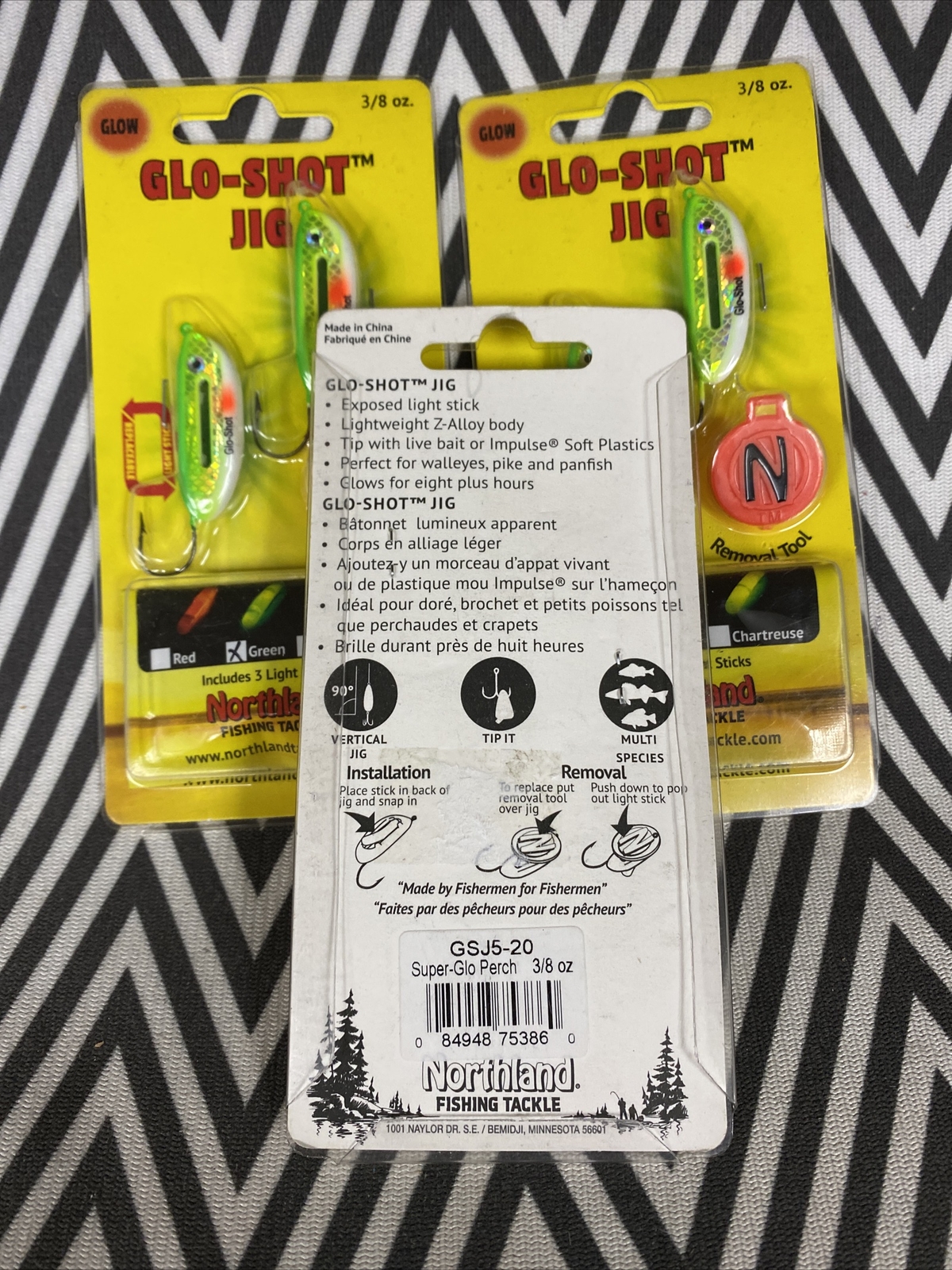 2 Northland Tackle 3/8 Glo-Shot Jigs Glow Perch Ice Fishing Jig ...