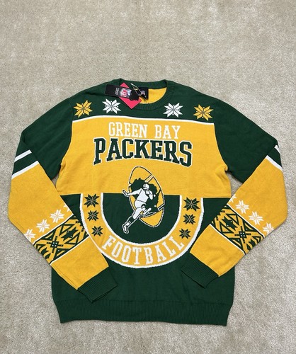 NFL Green Bay Packers Sweater Mens Large Green Yellow All Over Print ...