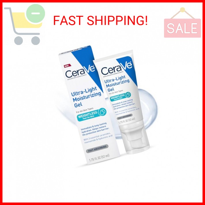 CeraVe Ultra-Light Moisturizing Gel, Hydrating Gel Face Moisturizer For ...