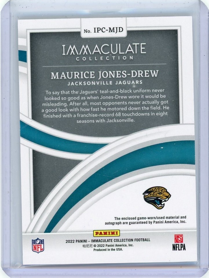 2022 Panini Immaculate Football Maurice Jones-Drew Patch Auto 86/99 TM ...