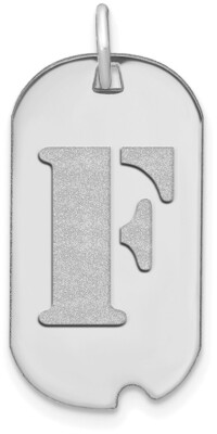 14K White Gold Polished Letter F Initial Dog Tag Pendant | eBay