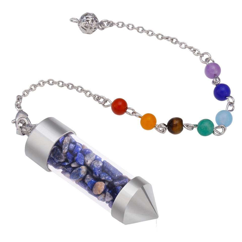 10pcs 7 Chakra Wishing Bottle Pendulum Reiki Natural Chip Mixed Stone ...