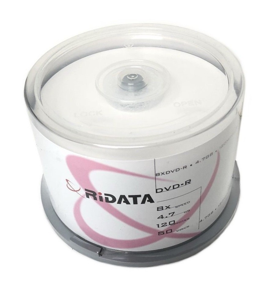 50 Ritek Ridata 8X DVD-R 4.7GB Thermal White Hub (Everest Compatible ...