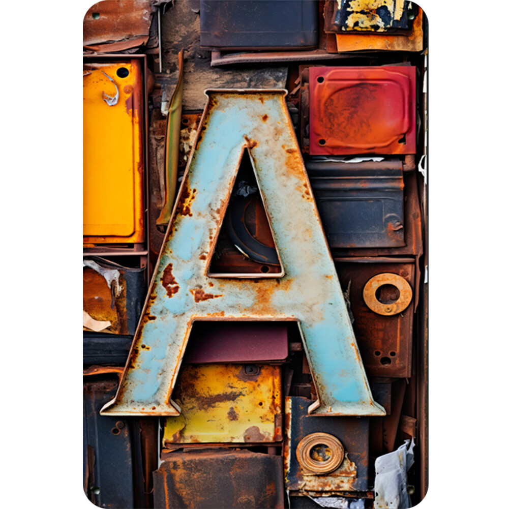 Vintage Metal Plate Letter A Rectangular Iron Painting Wall Art Bar ...