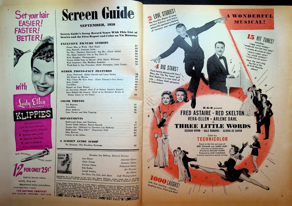 Screen Guide September 1950 Betty Grable Kirk Douglas Esther Williams ...