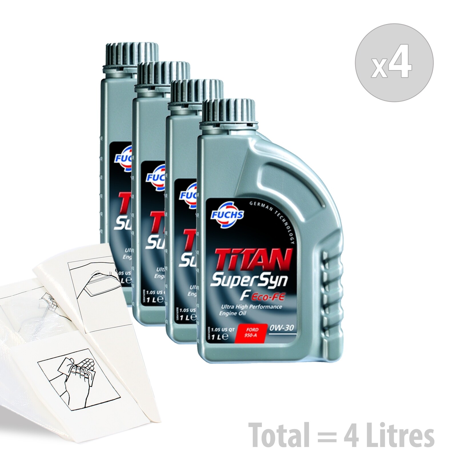 Fuchs Car Engine Oil - Fuchs SUPERSYN F Eco-FE 0W-30 Kit / Pack 4 ...