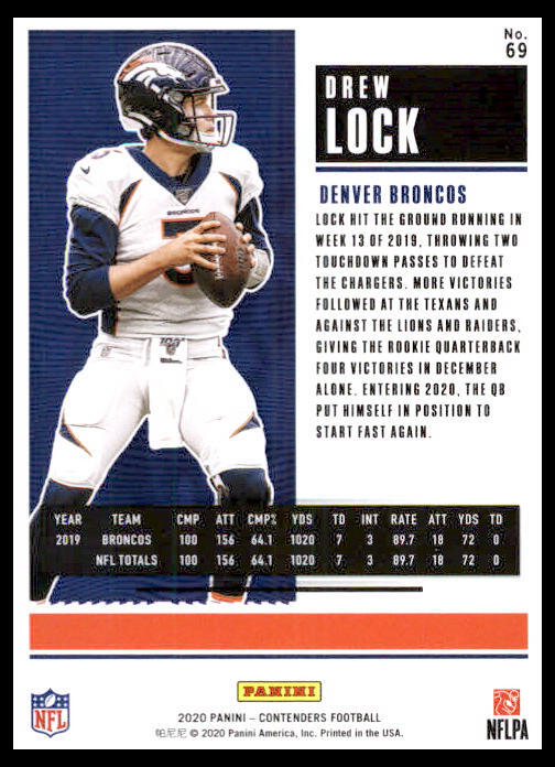 2020 Panini Contenders #69 Drew Lock Denver Broncos Football Card | eBay