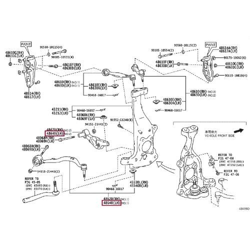LEXUS GENUINE 48640-59015 LS460 ARM ASSY FRONT SUSPENSION LOWER NO.1 LH ...