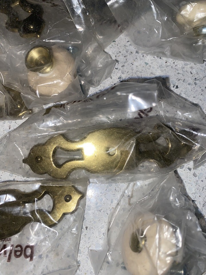 Vtg Bel with Dresser Furniture Handle Pull Mcm White Ivory Color Bronze ...