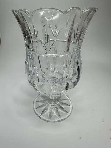 Vintage 7" Block Lead Crystal Tulip Hurricane Lamp Candle Holder ...