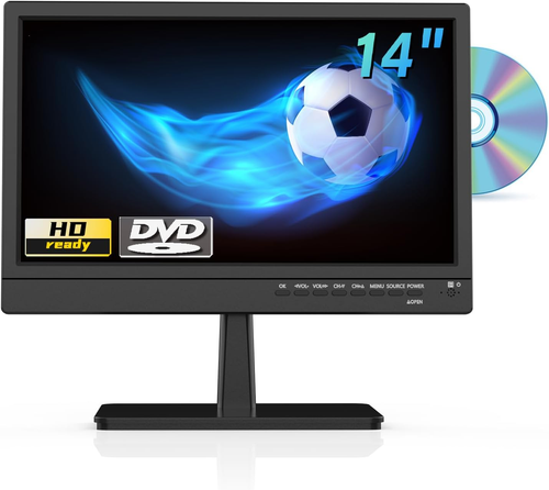 14 Inch TV with DVD Player Built-In, HD Flat Screen Small TV DVD Player ...