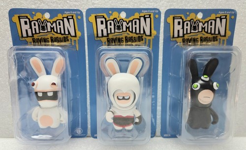 2008 Neca Rayman Raving Rabbids Full Set of 3 Figures Factory Sealed ...