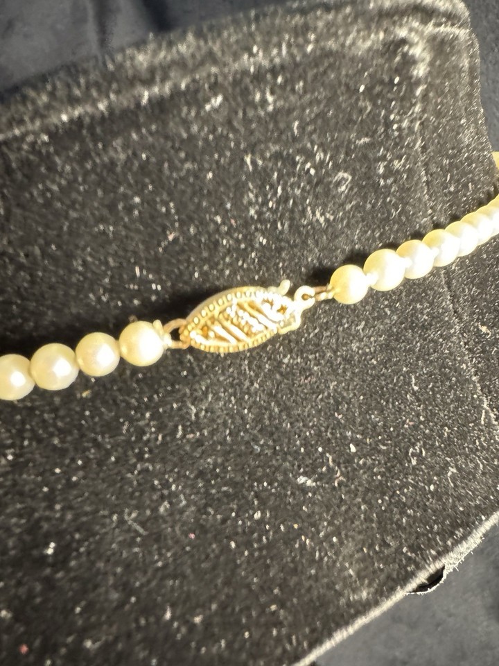 Zales Pearl Necklace 14K Gold Clasp with Case | eBay