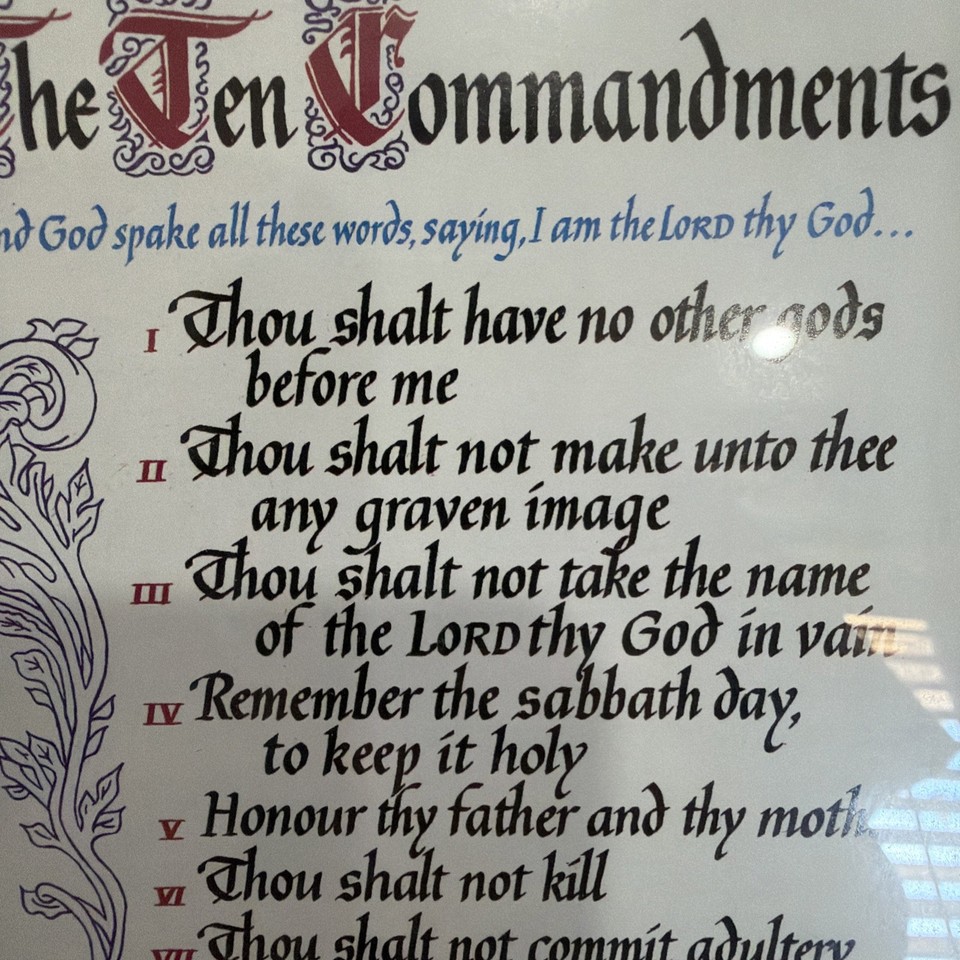 Ten Commandments Calligraphy Framed Art Print 9 X 6 Gold Frame ...