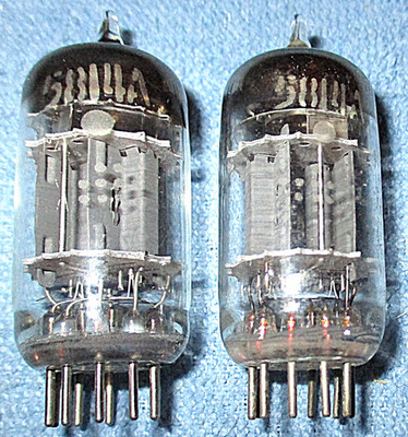 2 General Electric 5814A aka 12AU7 Vacuum Tubes Vintage 3-Mica Twin ...