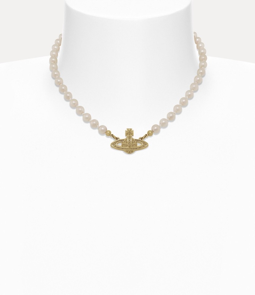 Vivienne Westwood - Mini Bas Relief Choker - Gold Tone Orb W/ Pearls | eBay