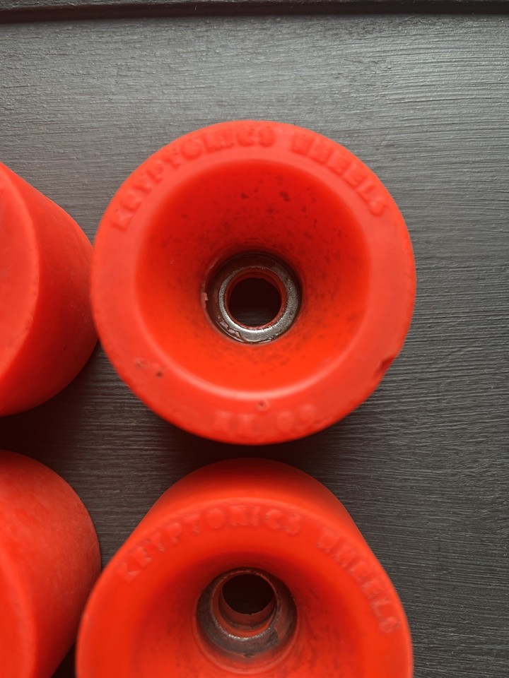 Vintage 1970's 1st Gen Red / Orange Kryptonics 60mm Skateboard Wheels ...