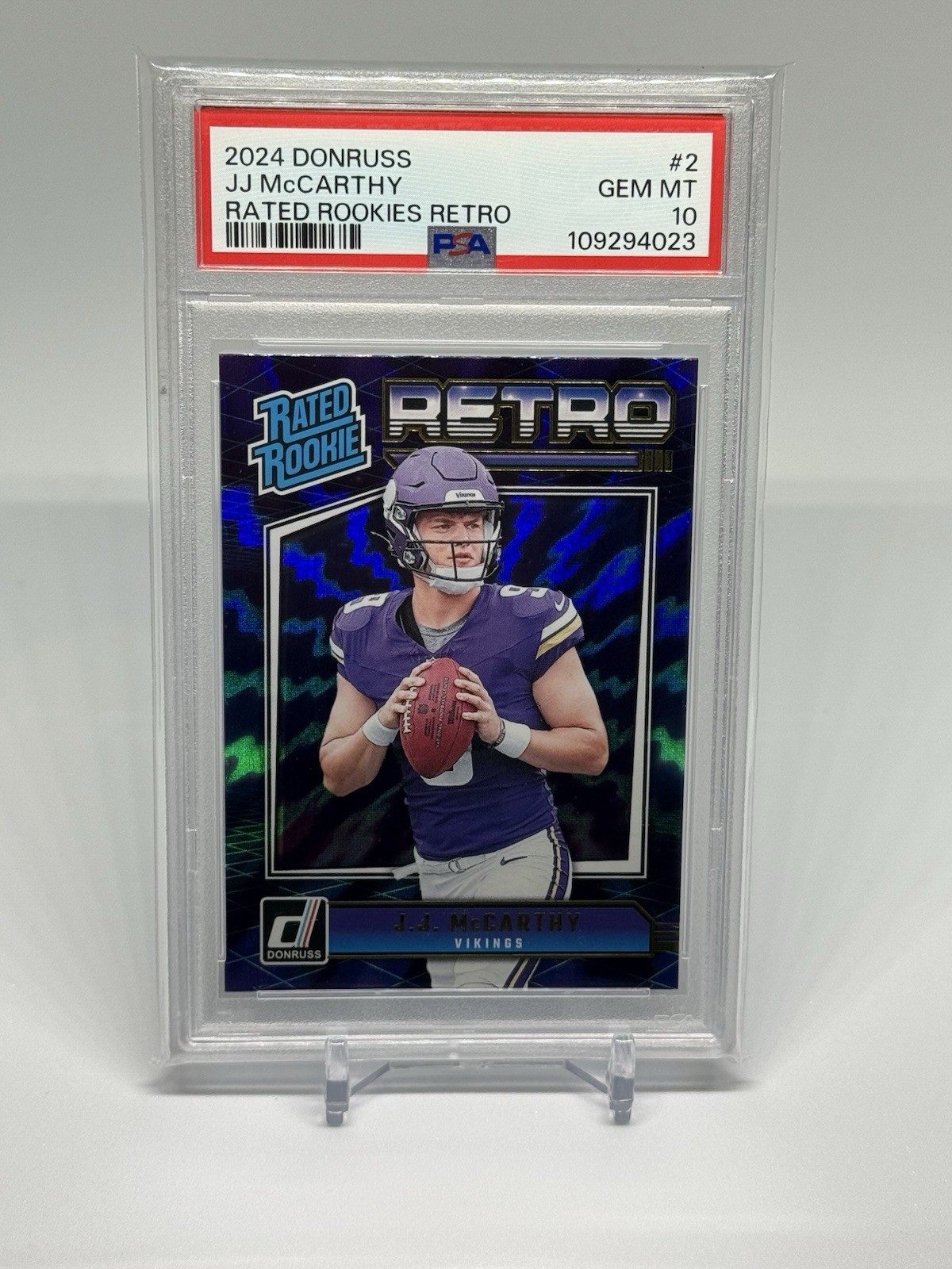 2024 PANINI DONRUSS RATED ROOKIES RETRO #2 JJ MCCARTHY ROOKIE RC PSA 10 ...