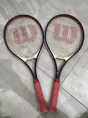 2 Wilson Tennis Racquets 4" L0 25" Blue / Red-Handled Usta Schools ...