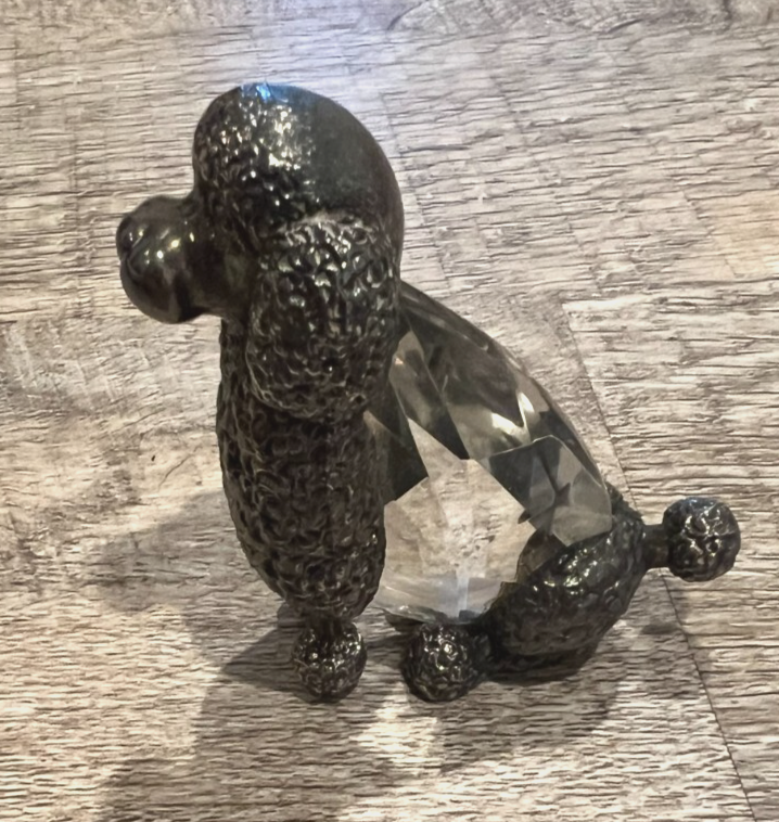 Vintage Pewter And Glass Crystal Poodle Dog Miniature Figurine 3" | eBay