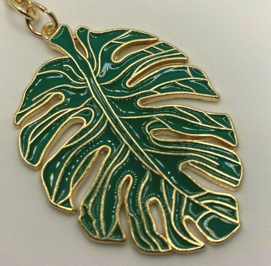 High Polished Gold Color/Enamel Leaf Keychain - Keyring Accessory - New ...