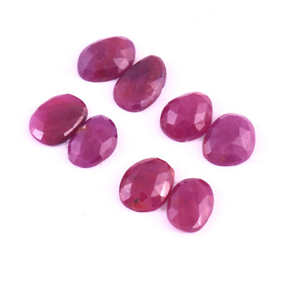 Natural Ruby Unheated Gemstone Rose Cut 23.40Cts 8Pcs Lot 8x11 To 8x13 ...