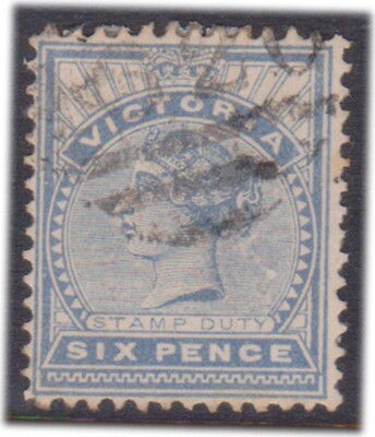(F227-117) 1886 VIC 6d blue QVIC stamp duty (DQ) | eBay Australia