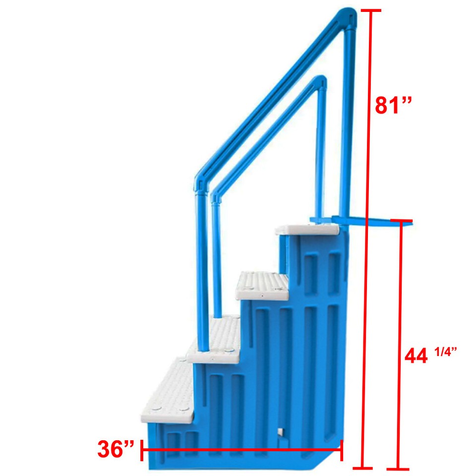 Aqua Select 28" Wide Above Ground Heavy Duty Swimming Pool Step Ladder ...