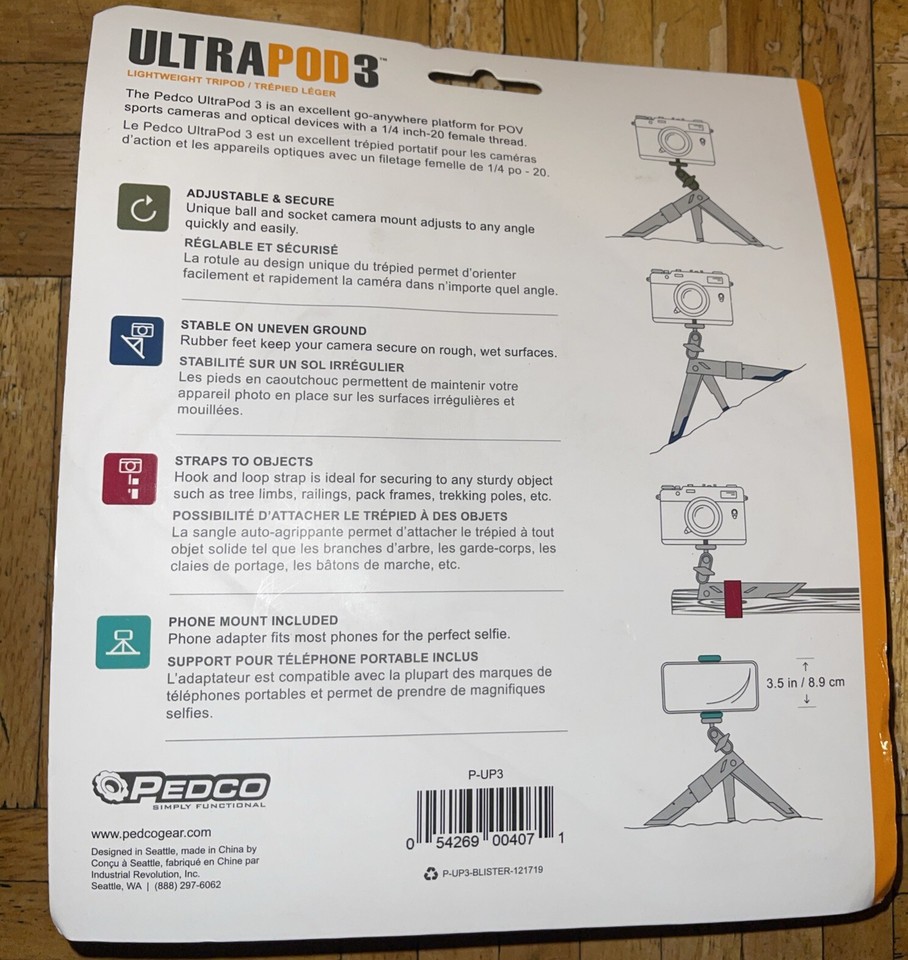PEDCO Ultrapod-3 Small Handheld Travel Tripod for Camera or Phone ...