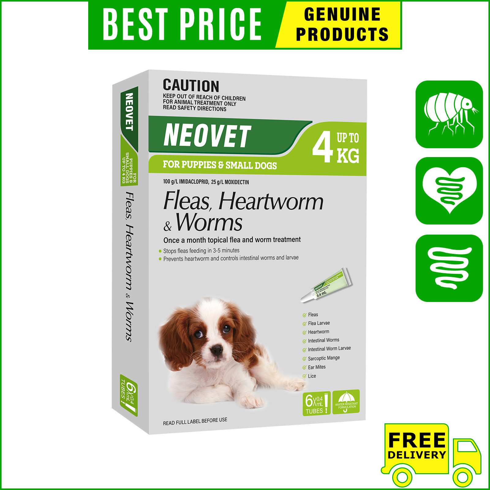 Neovet for Dogs 6 Pipettes Flea Heartworm Worm Treatment | eBay Australia