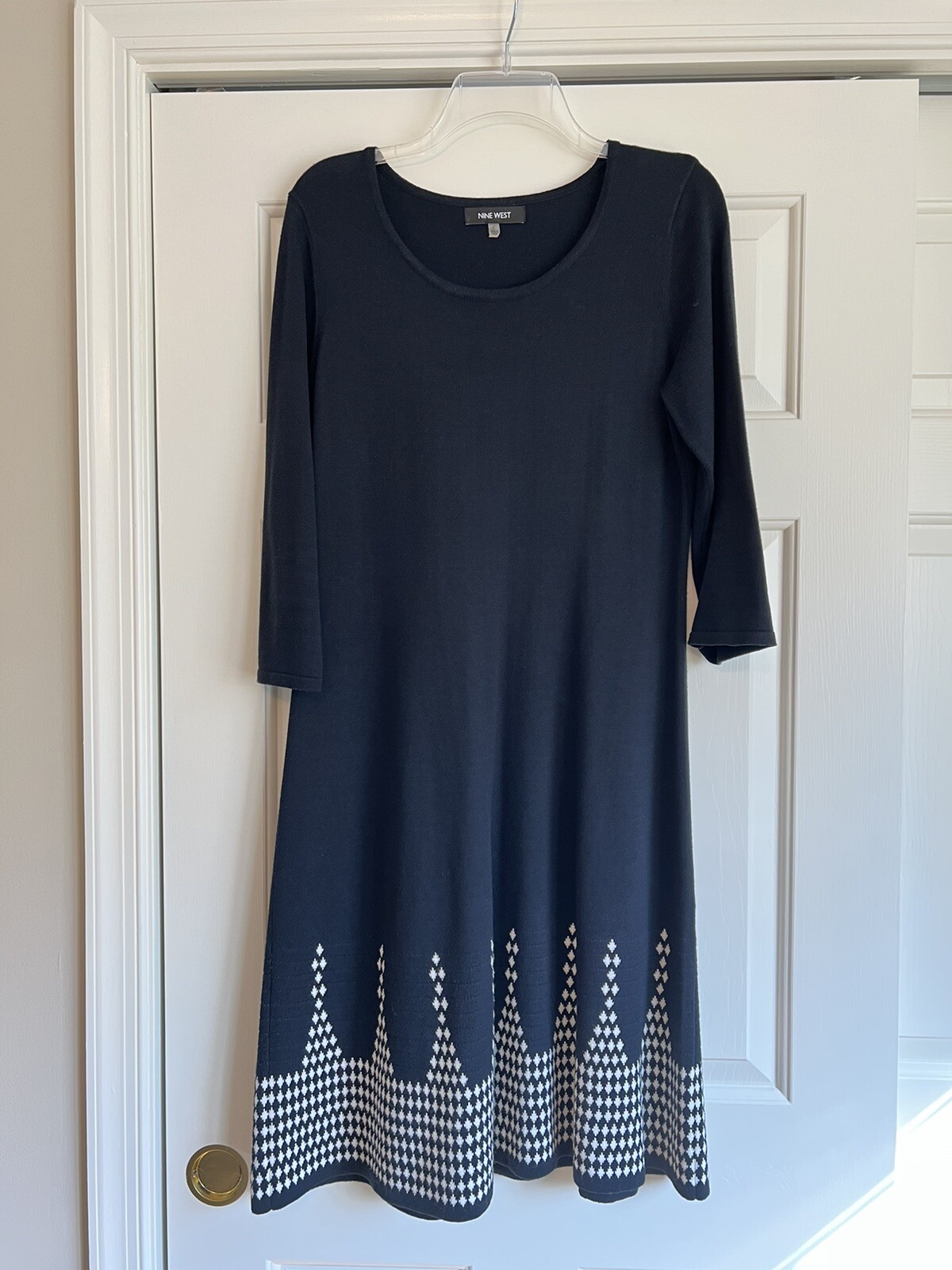 Nine West Black And White Diamond Pattern Dress Size … - Gem
