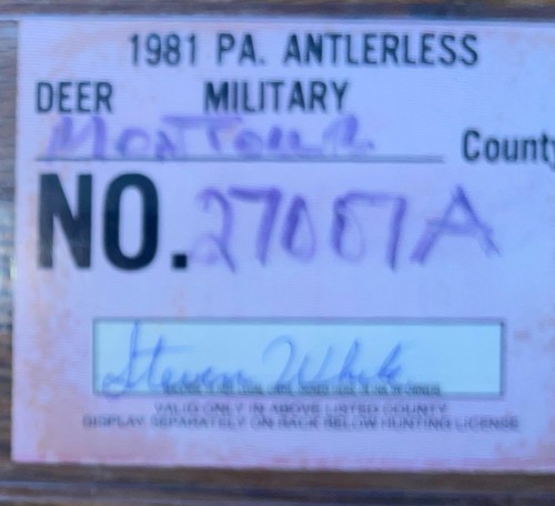 Old 1981 Pennsylvania Military Montour County Antlerless Doe Hunting ...