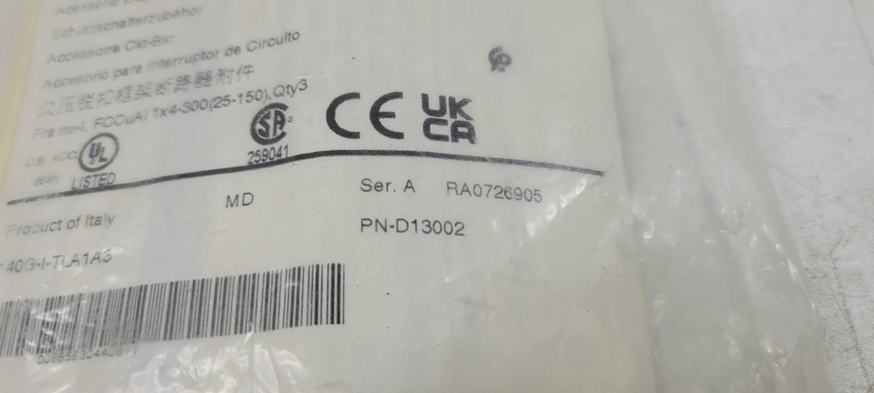 Allen-Bradley 140G-I-TLA1A3 Frame-I, Terminal Lug, Qty 3, FCCuAl 1x4 ...