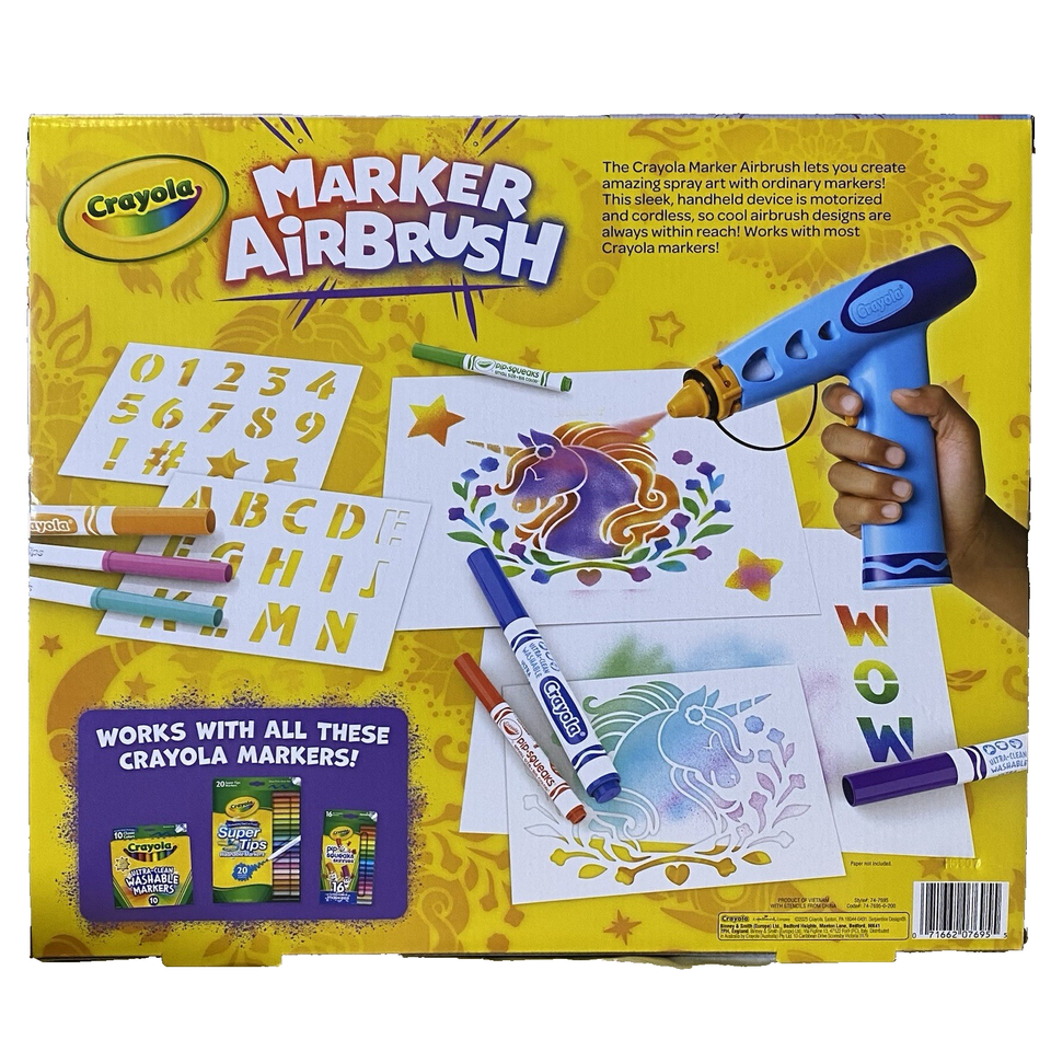 Crayola Marker Airbrush Spray Art Kit, With Markers and Stencils - 40 ...