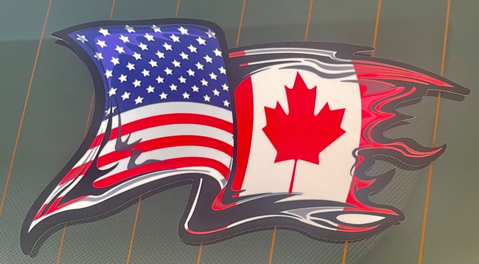 Canada Flag/US Flag Sticker Decal Vinyl Canadian Bumper Truck Gloss ...