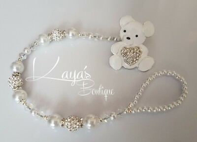 *Diamanté Bear* Bling Romany Crystal & White Shamballa Dummy Clip - Any ...