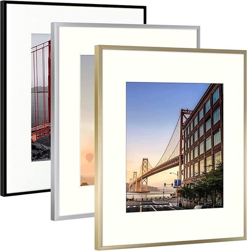 Aluminum Picture Frame with Color Mat - Metal Photo Frame & Real Glass ...