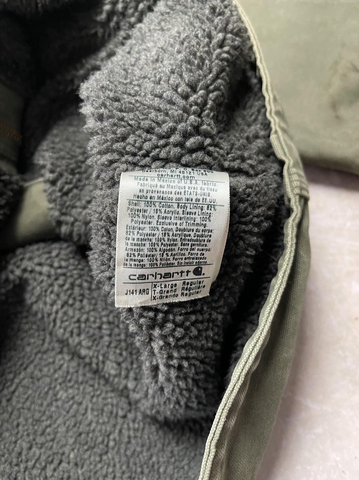 Thrashed Carhartt J141 ARG Hooded Jacket (size XL) Canvas Workwear MOS ...